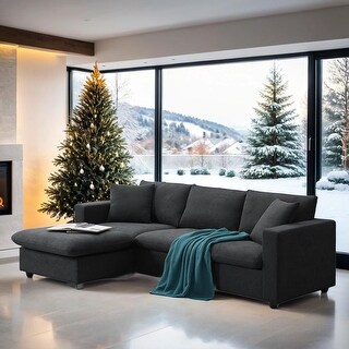 Contemporary Design 100.4*64.6" Sectional Sofa, L-shaped Couch Set with 2 Free pillows ...